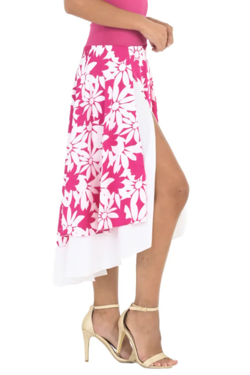 Floral Two-layer Satin Dance Skirt | Tango Attire – conDiva