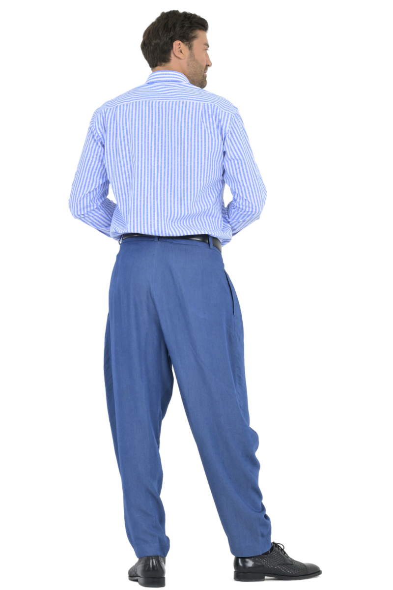 Tapered Blue Checkered Tango Pants With Two Inverted Pleats | Tango ...