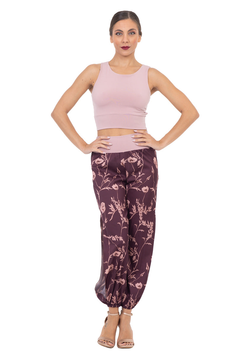 Satin Floral Babucha Tango Pants | Handmade Tango Pants – conDiva