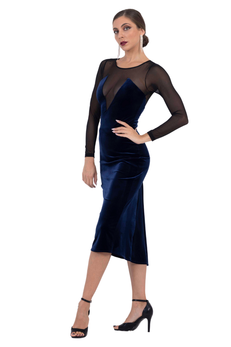 Sexy Velvet Tango Dress With Mesh Décolletage Back and Sleeves | Tango ...