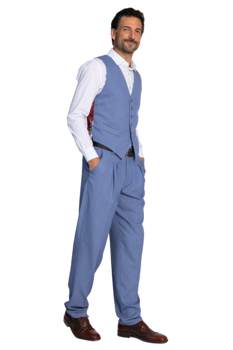 Stone Blue Men's Tango Pants With Three Pleats | Men's Tango Clothes ...