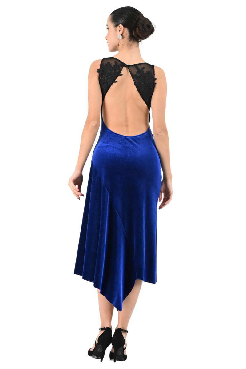 Velvet Tango Dress With Mesh & Lace Applique | Dance Dresses – conDiva